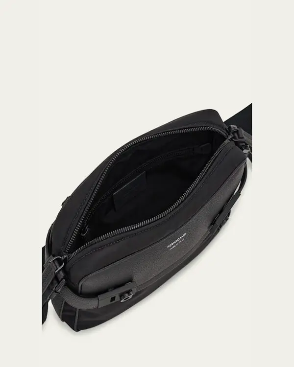 FERRAGAMO Twins Nylon And Leather Crossbody Bag - Nero