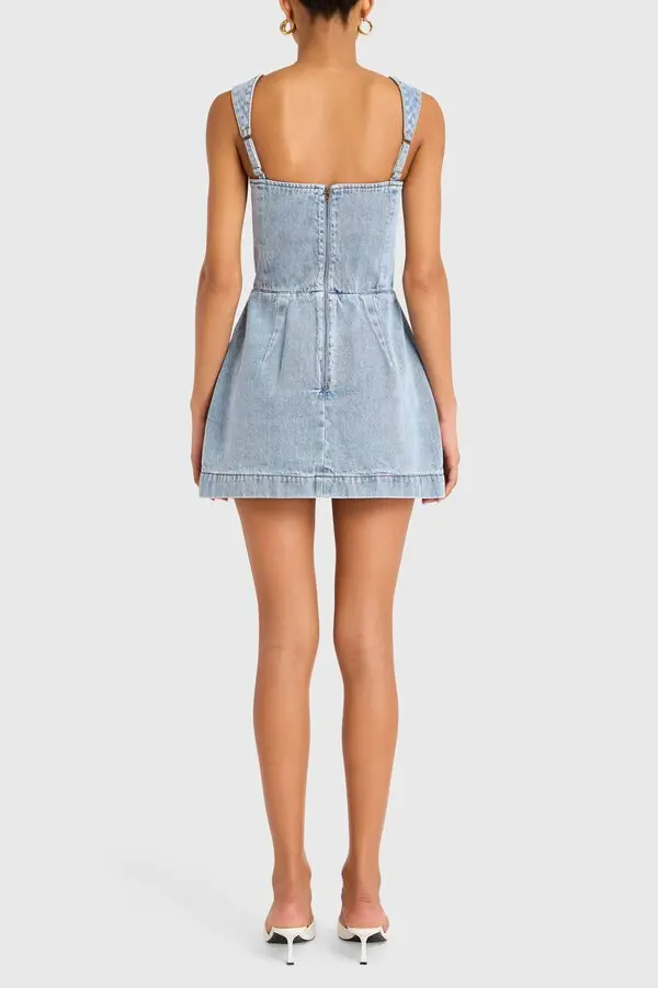 Amanda Uprichard Bethany Denim Skort Romper