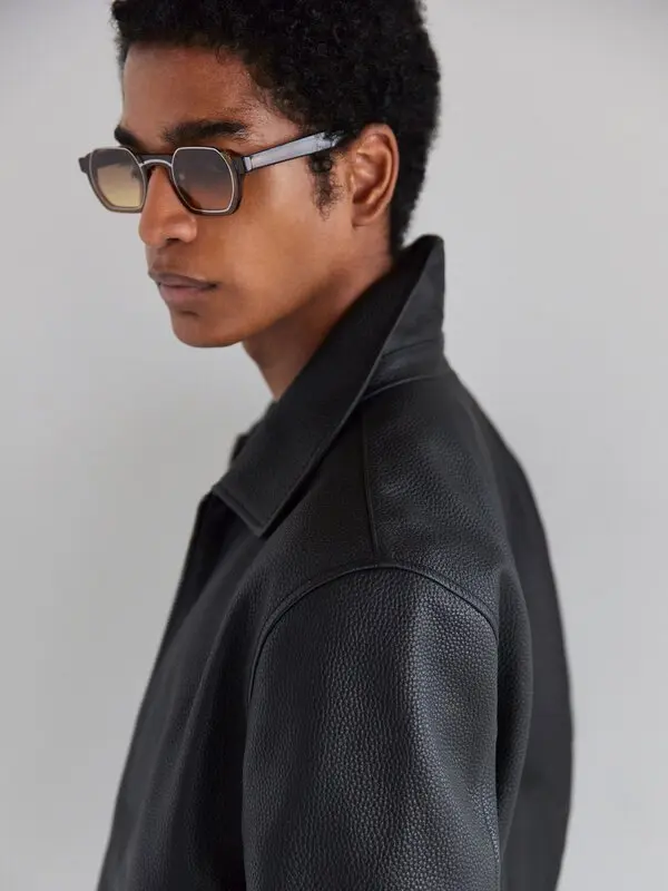 REISS Carlos Leather Zip-through Jacket