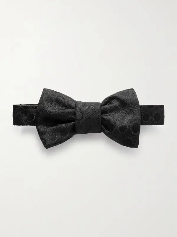 Charvet Embroidered Silk Bow Tie - Black