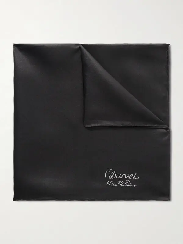 Charvet Silk Pocket Square - Black