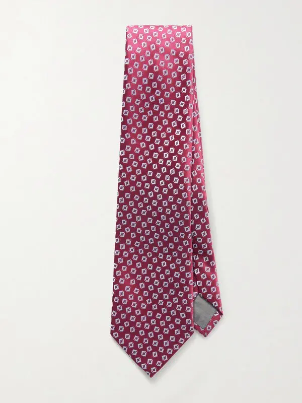 Charvet 8cm Embroidered Silk Tie - Burgundy
