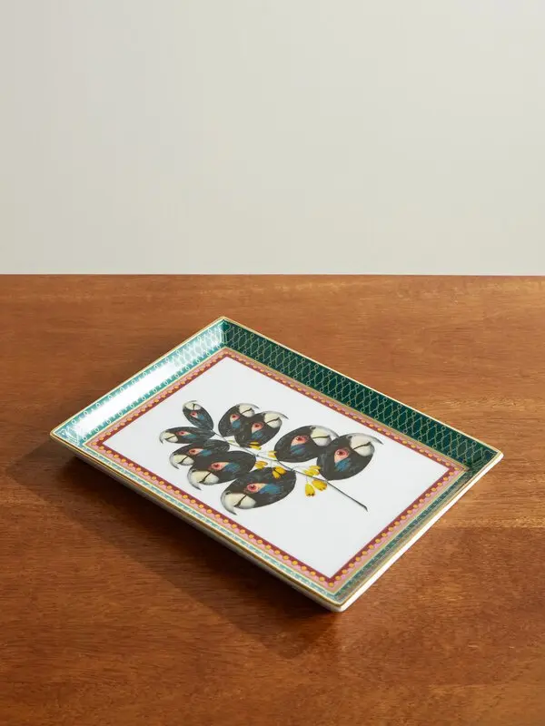La DoubleJ Beto Val Parrotstem Painted Porcelain Trinket Tray