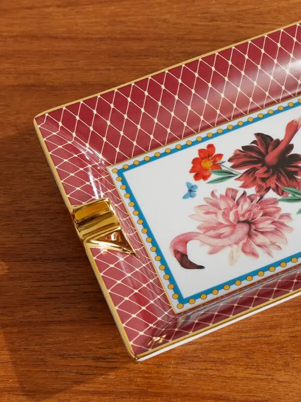 La DoubleJ Beto Val Birdbloom Painted Porcelain Ashtray