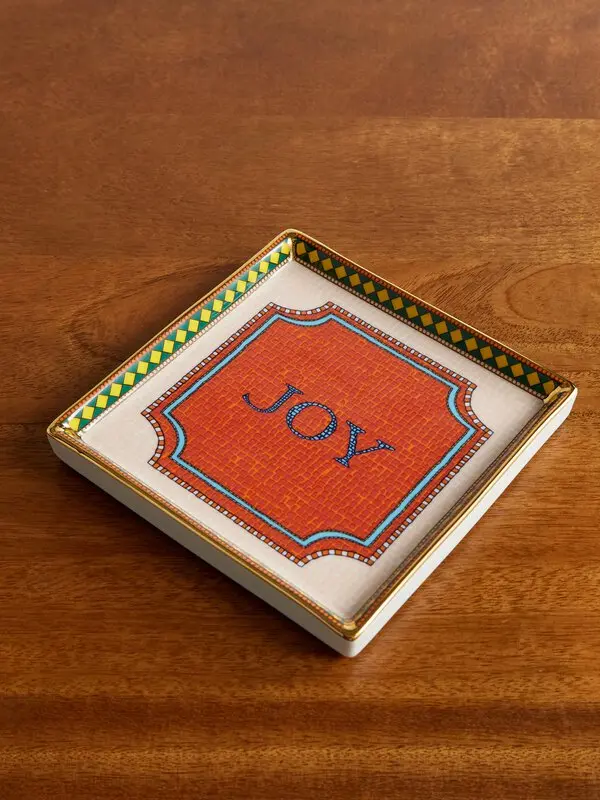 La DoubleJ Joy Painted Porcelain Trinket Tray