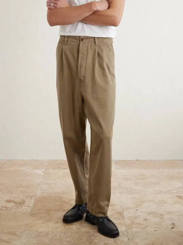Kapital Straight-leg Pleated Cotton-twill Chinos