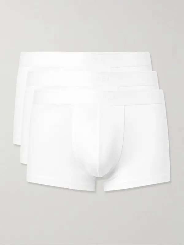 Sunspel Three-pack Stretch-cotton Boxer Briefs - White