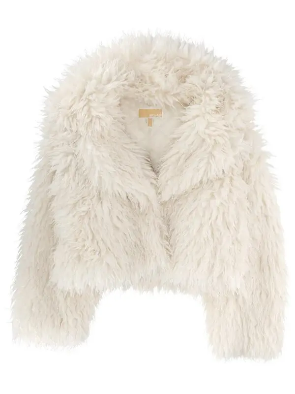 Michael Kors Faux Fur Cropped Jacket - Beige