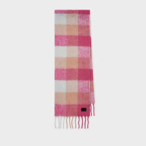 Paul Smith Merino Wool Check Scarf - Pink