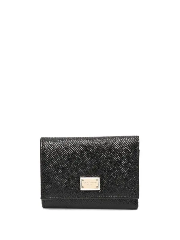 Dolce & Gabbana Leather Flap French Wallet - Black
