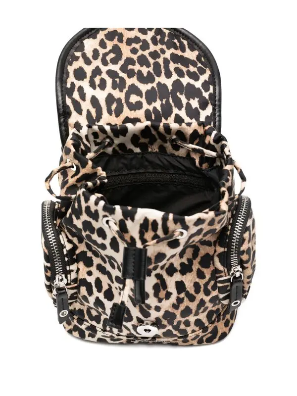 GANNI Leopard Print Bucky Nano Backpack - Multi