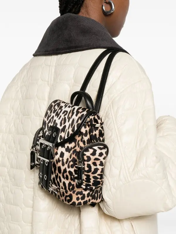 GANNI Leopard Print Bucky Nano Backpack - Multi