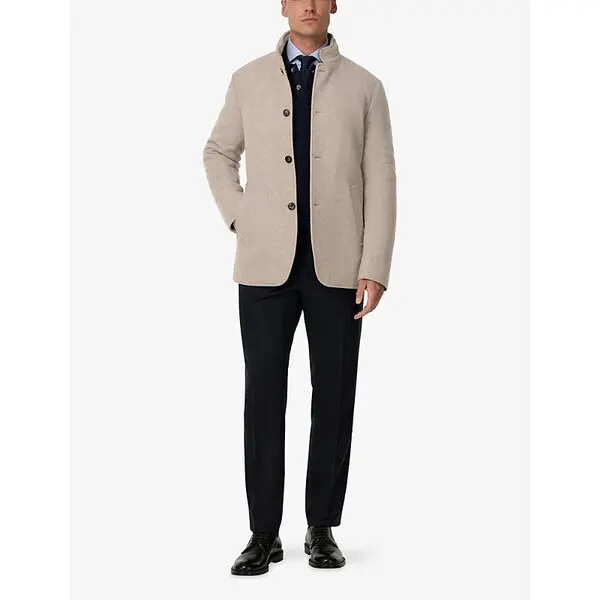 Boggi Milano Wool-blend Pea Coat With Closed Collar