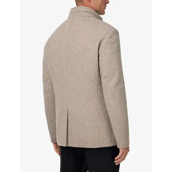Boggi Milano Wool-blend Pea Coat With Closed Collar