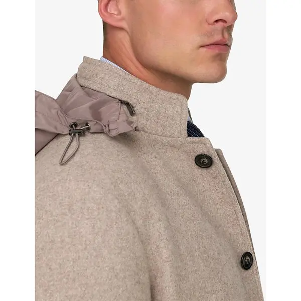 Boggi Milano Wool-blend Pea Coat With Closed Collar
