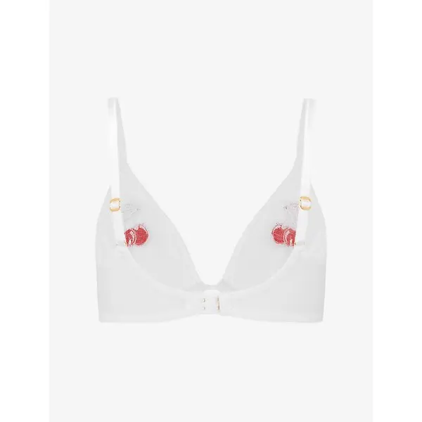 Agent Provocateur Perri Cherry-embroidered Tulle Bra