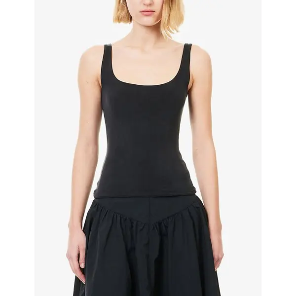 PEACHY DEN Kylie Scoop-neck Stretch-jersey Top - Graphite