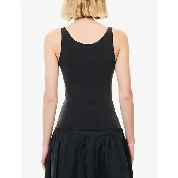 PEACHY DEN Kylie Scoop-neck Stretch-jersey Top - Graphite