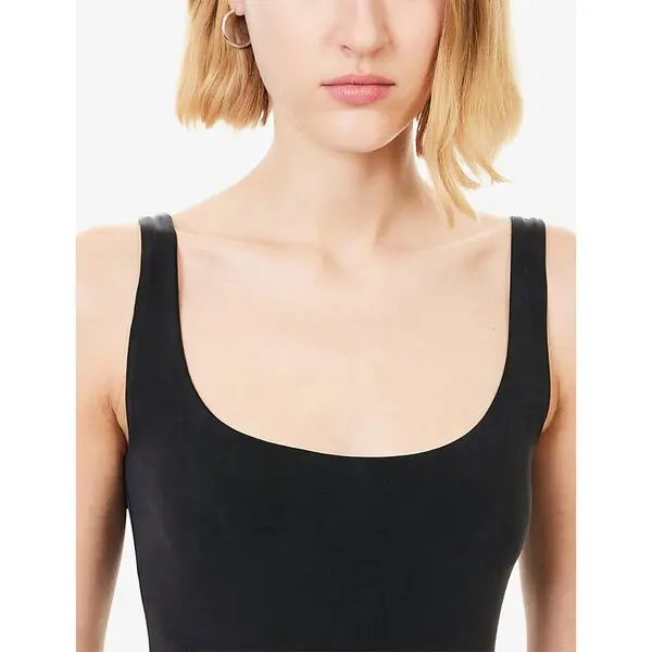 PEACHY DEN Kylie Scoop-neck Stretch-jersey Top - Graphite