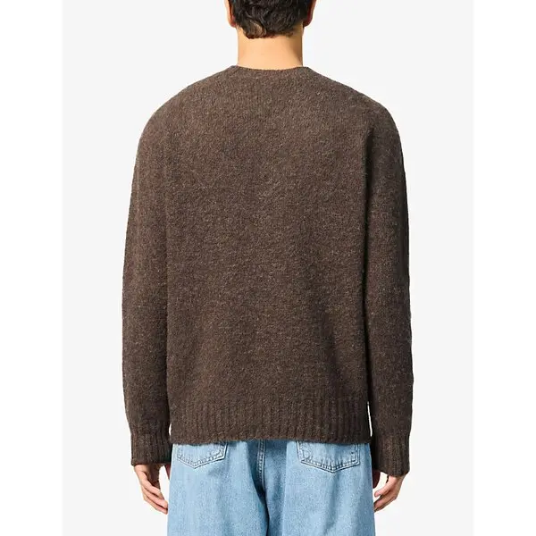 Sunspel Shetland Wool Crewneck Jumper - Bark