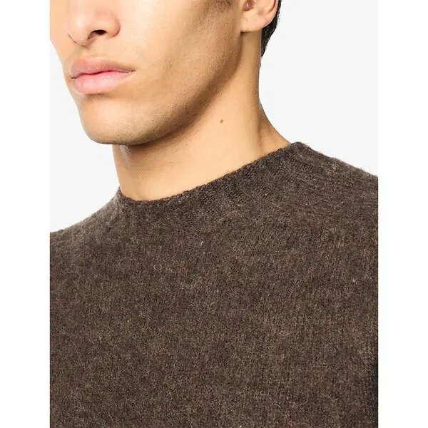 Sunspel Shetland Wool Crewneck Jumper - Bark