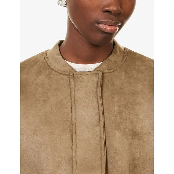 4TH & RECKLESS Cropped Faux-suede Bomber Jacket