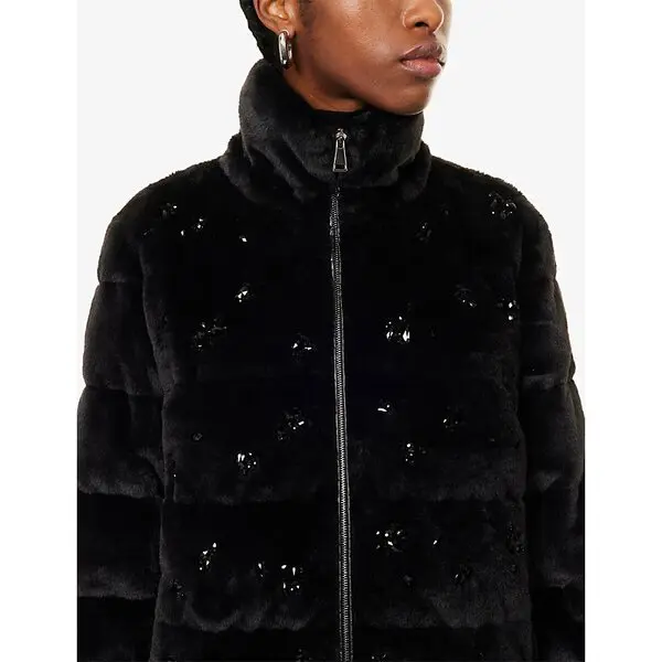 Moncler Andronne Hooded Sequin-embellished Down Jacket - Black