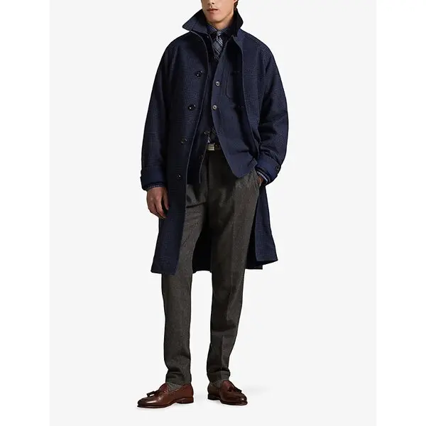 Polo Ralph Lauren Balmacaan Reversible Wool, Silk And Linen-blend Coat