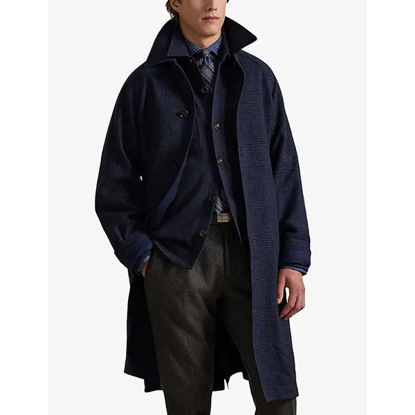 Polo Ralph Lauren Balmacaan Reversible Wool, Silk And Linen-blend Coat