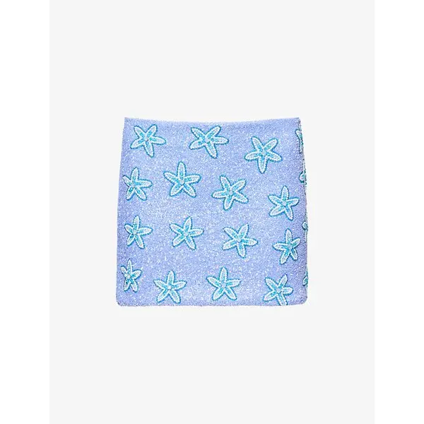 OCEANUS Marina Beaded Mini Skirt - Periwinkle