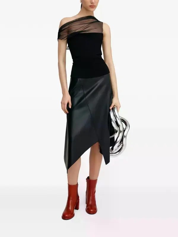 MARCELLA Cabrini Gathered Mesh Top - Black