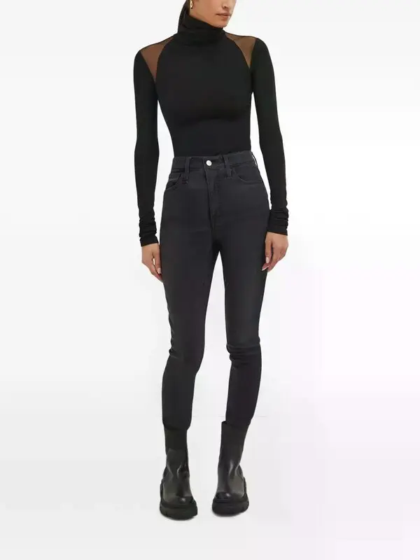 MARCELLA Maria Mesh-panel Turtleneck Top
