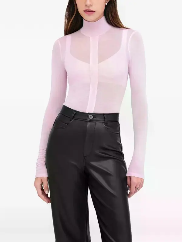 MARCELLA Panelled Turtleneck Top - Pink