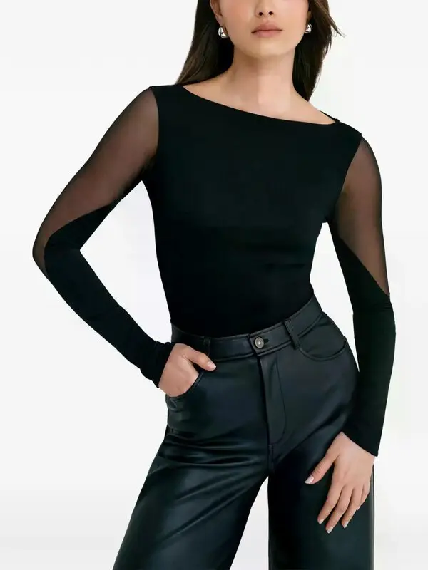 MARCELLA Sheer-sleeve Bodysuit