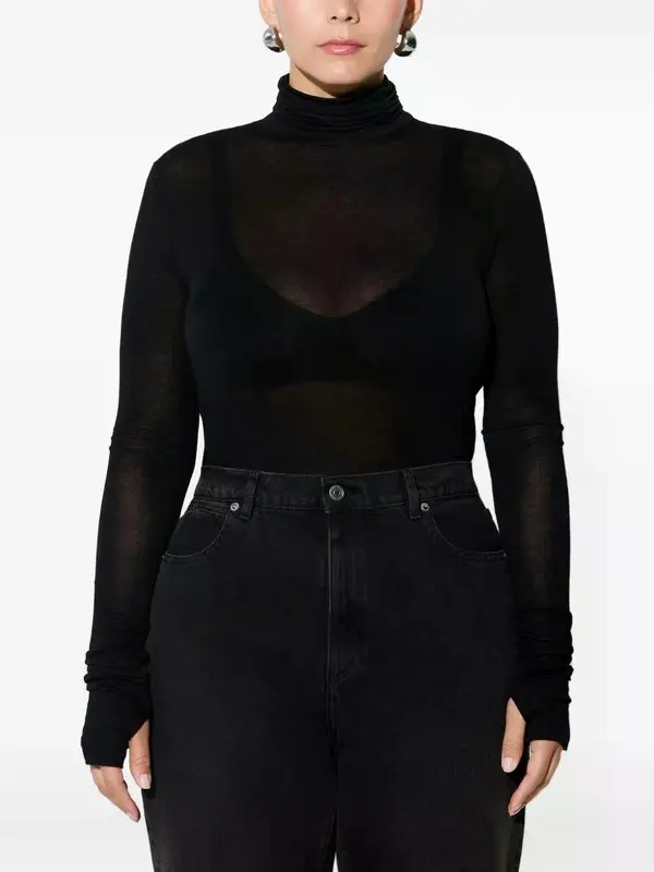 MARCELLA Eloise Sheer Longsleeve Top - Black