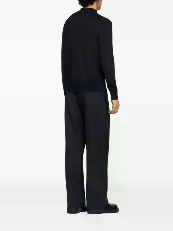 Sandro High Neck Fine Knit Wool Blend Sweater - Black