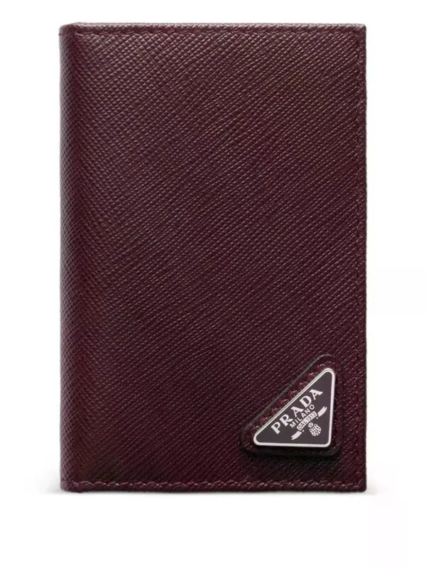 Prada Triangle-logo Leather Card Holder - Red