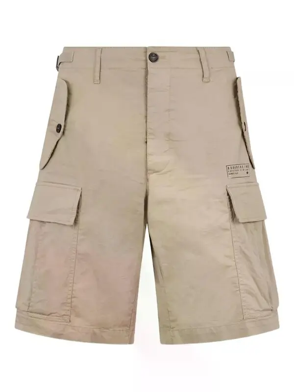 Dsquared2 Cargo Shorts With Stamp-effect Print - Neutrals
