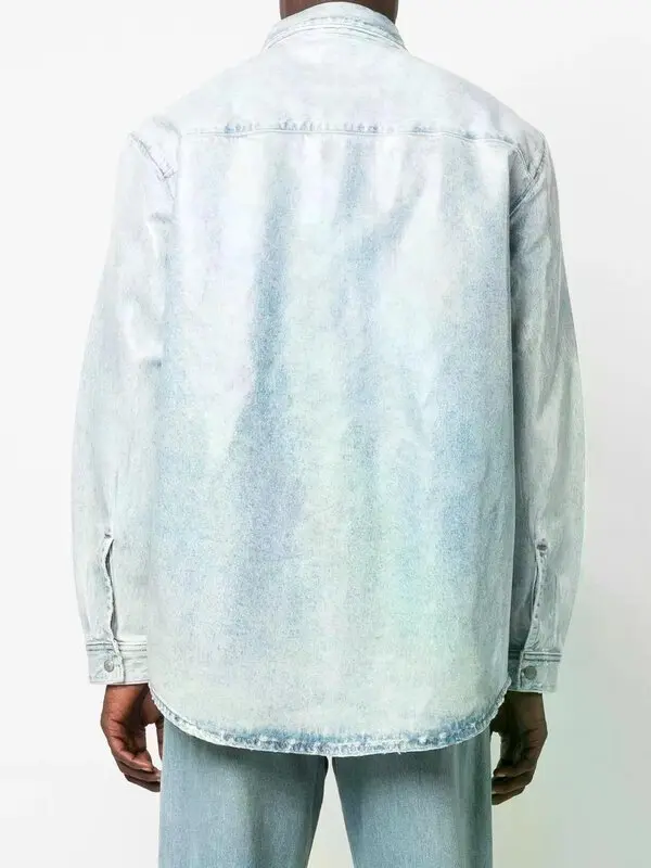 DIESEL® Embroidered-logo Denim Shirt - Blue