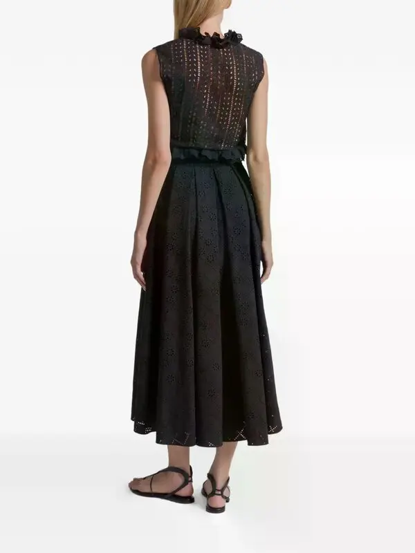 Alberta Ferretti Ruffled Eyelet Blouse - Black
