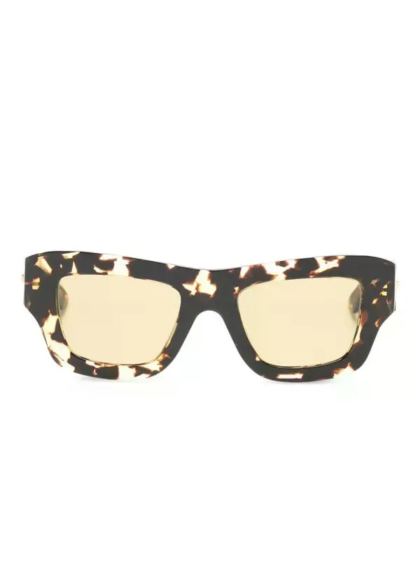 Bottega Veneta Tortoiseshell Rectangle-frame Sunglasses - Brown