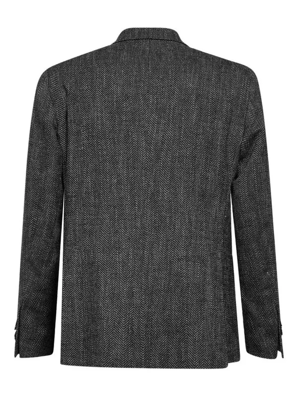 Tagliatore Peak Lapel Chevron Jacquard Jacket - Brown
