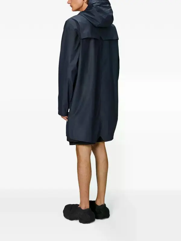 Rains Button-fastening Hooded Coat - Blue