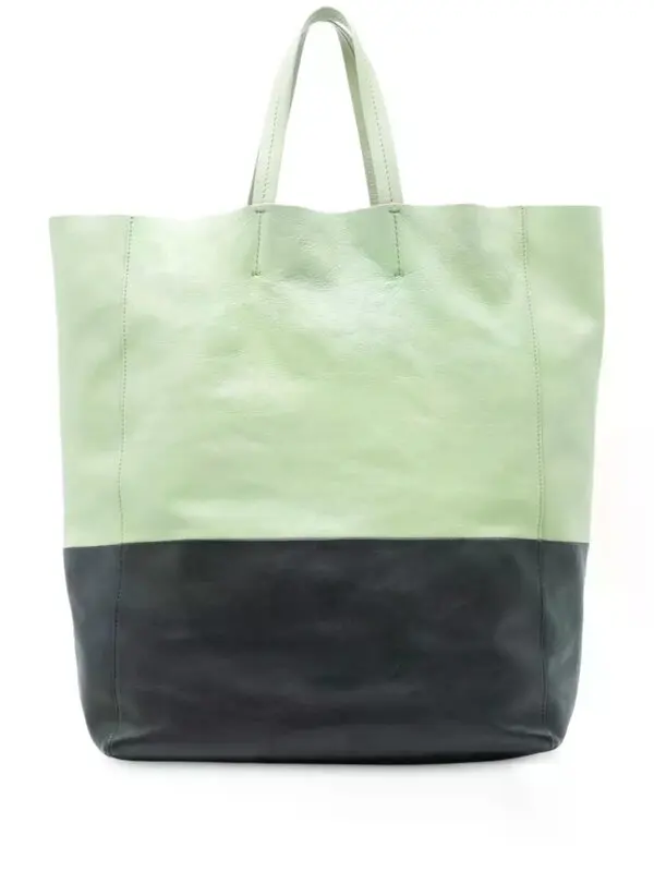 Celine 2013 Bicolor Leather Vertical Cabas Tote Bag - Green