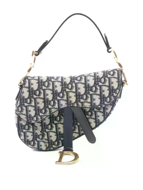 Dior 2018 Mini Oblique Canvas Saddle Bag - Blue