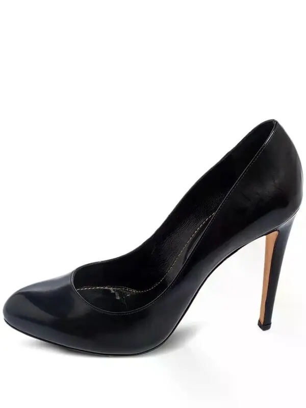 SERGIO ROSSI Leather Round Toe High Heel Pumps