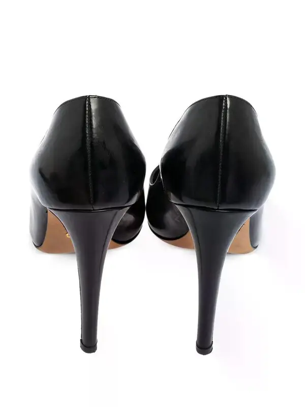 SERGIO ROSSI Leather Round Toe High Heel Pumps