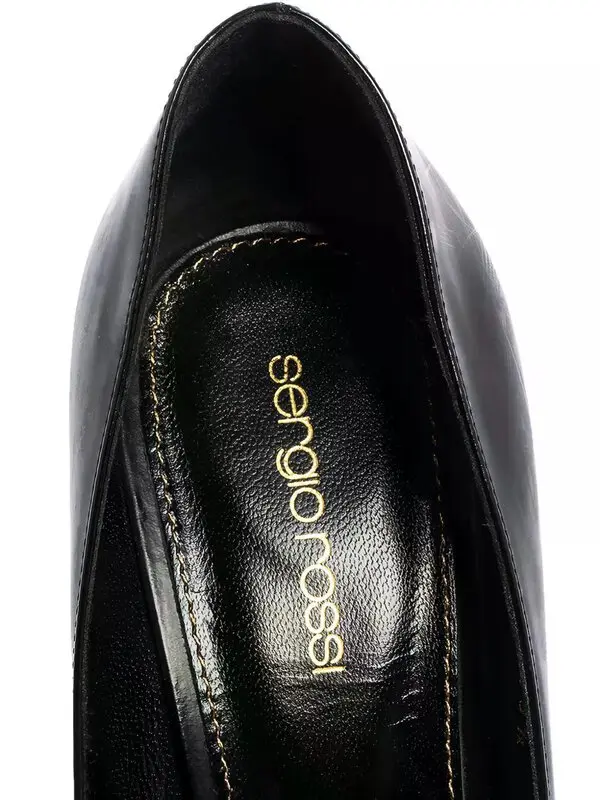 SERGIO ROSSI Leather Round Toe High Heel Pumps