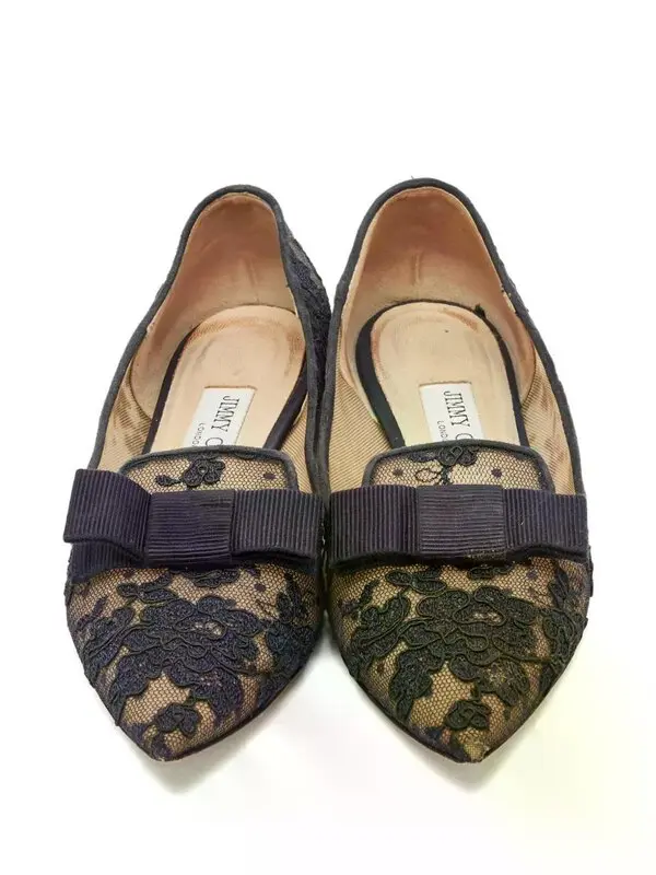 JIMMY CHOO Gala Lace Bow Flats