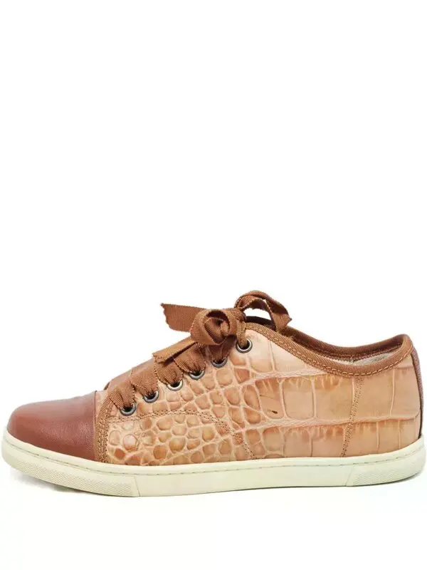 LANVIN Embossed Leather Sneakers - Brown